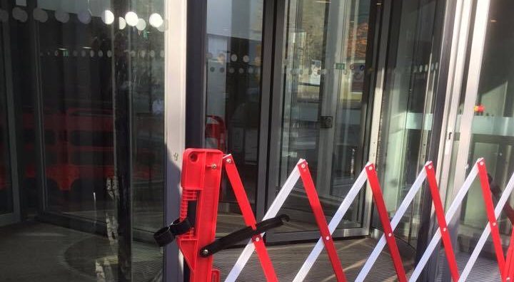 The library revolving door is CLOSED