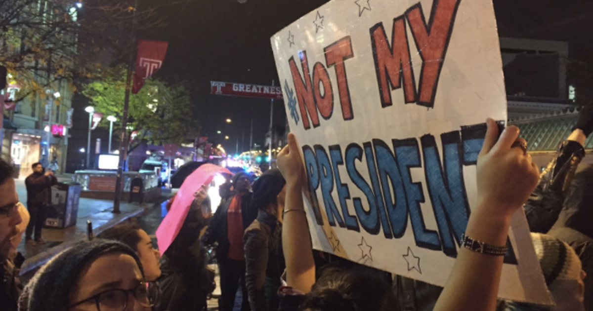 Protesters burn American flag at Philadelphia Anti-Trump protest