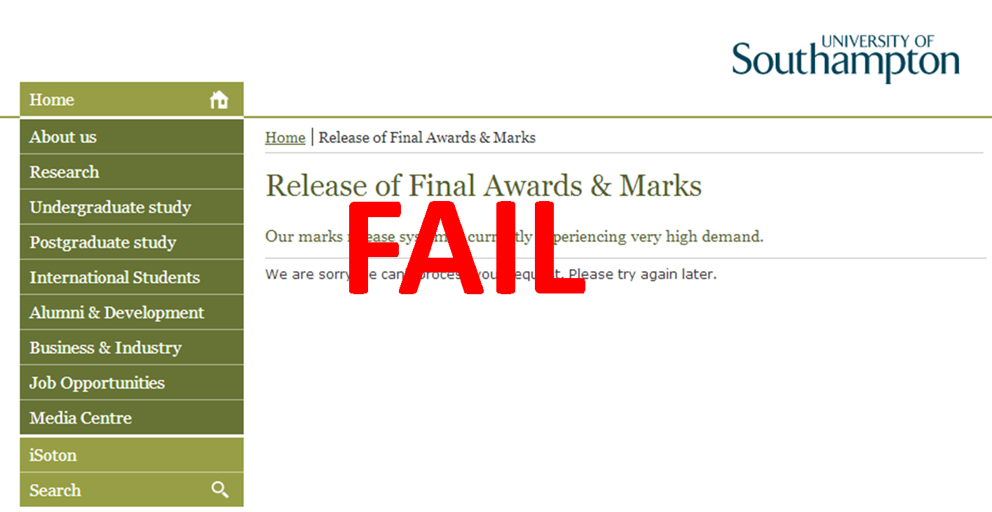 Another Exam Results FAIL