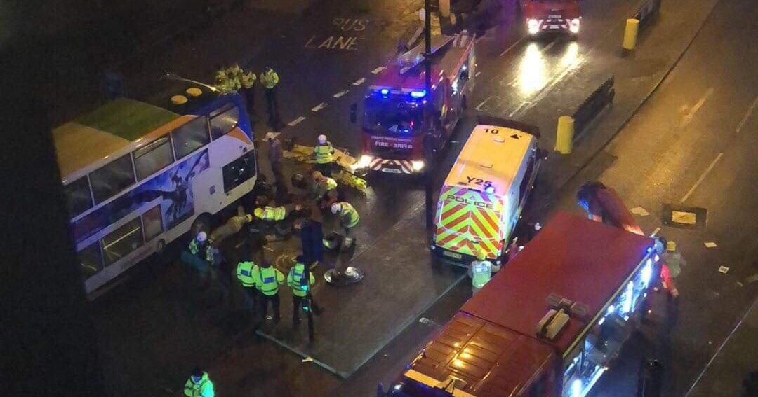 A woman has been hit by a bus outside St James’ Park