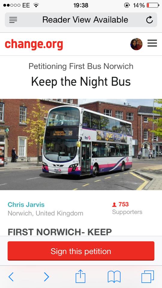Number 25 bus to stop night service