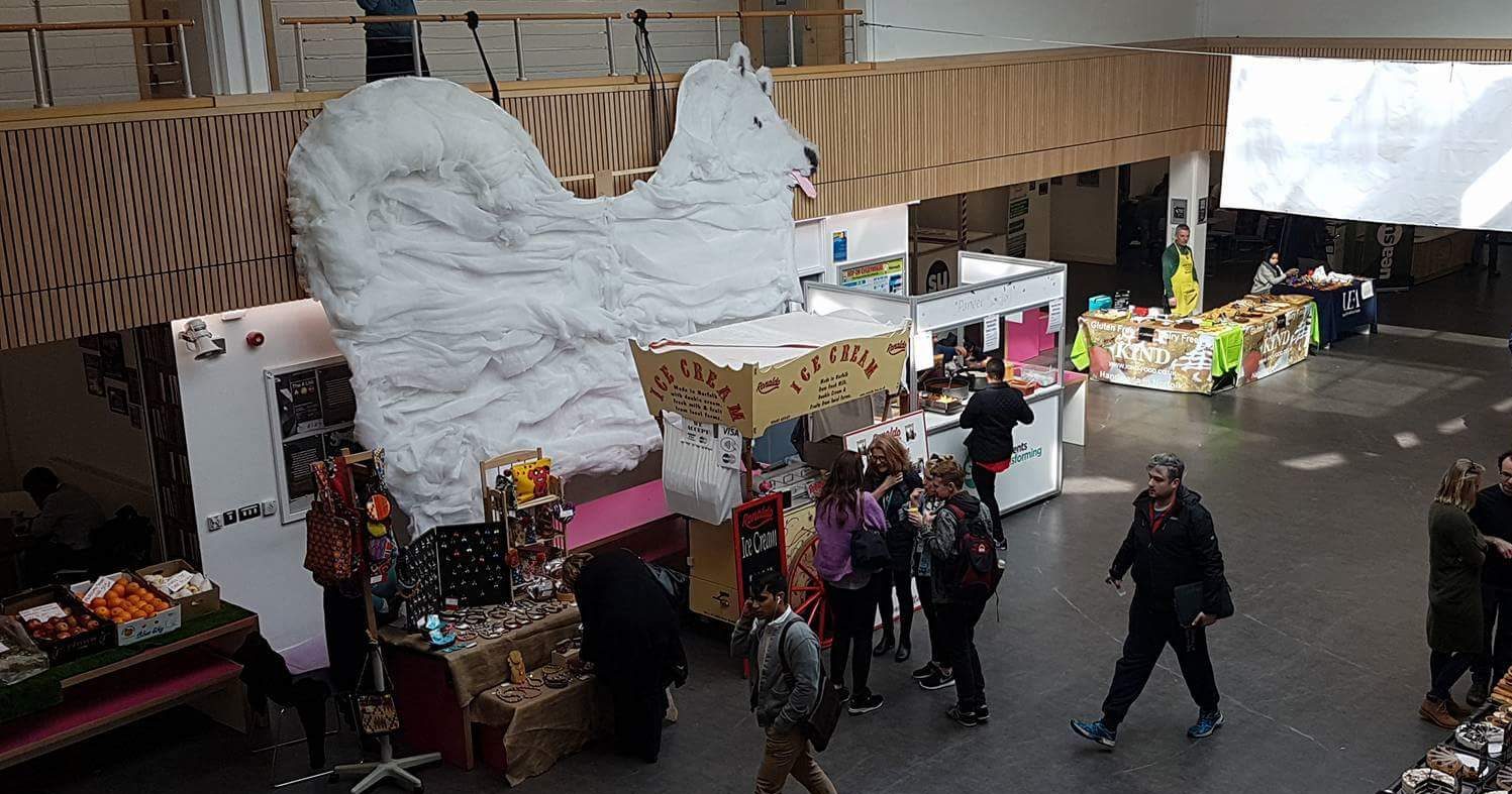 UEA has built a 10ft statue of Cloud Dog in the Students' Union