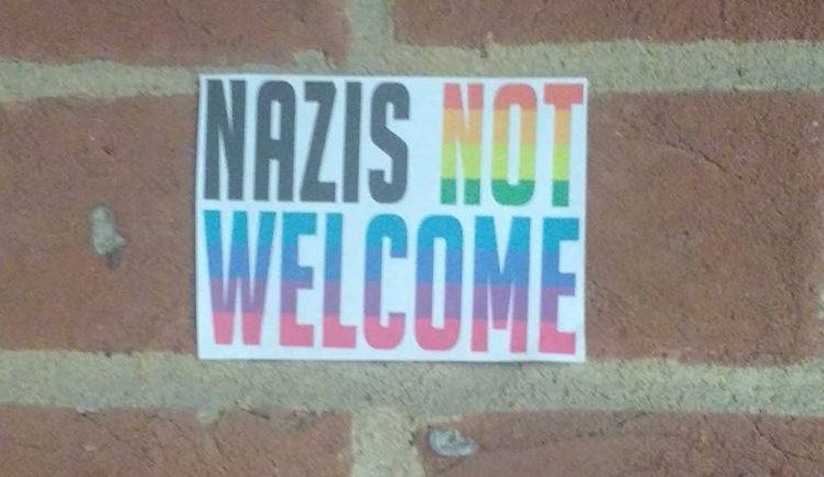 Anti-Nazi stickers have now appeared on campus