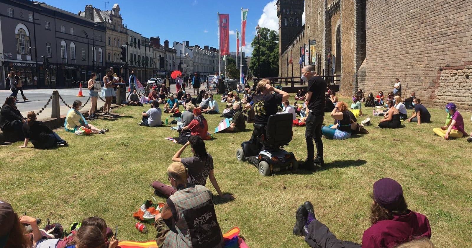 A Trans rights protest took place in Cardiff on Monday