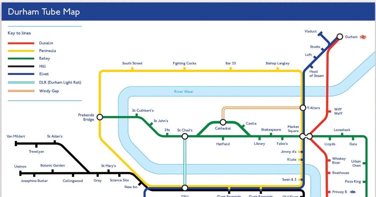 The Durham Tube map from Chad’s can now be purchased in poster form