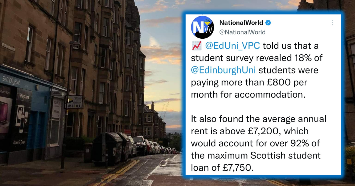 Nearly one in five Edinburgh students pay over £800 per month on rent