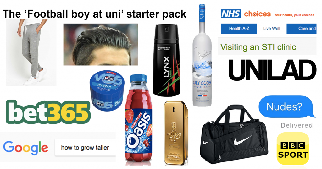 How to fit into every boy’s uni sports team, in starter pack form