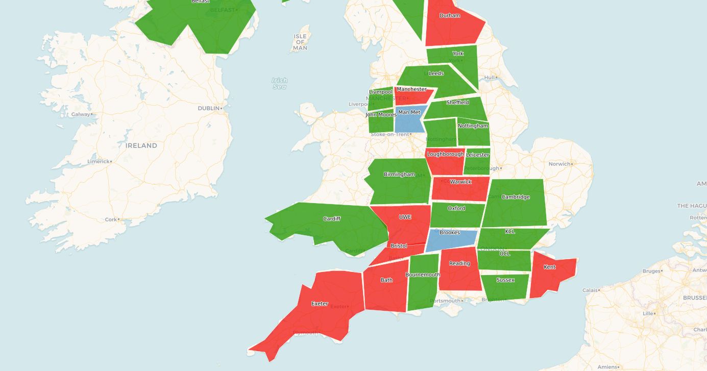 Check out this scientific map of each uni’s favourite drug